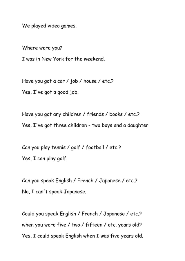 50 basic English questions&answers | PDF