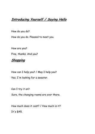 50 basic English questions&answers | PDF