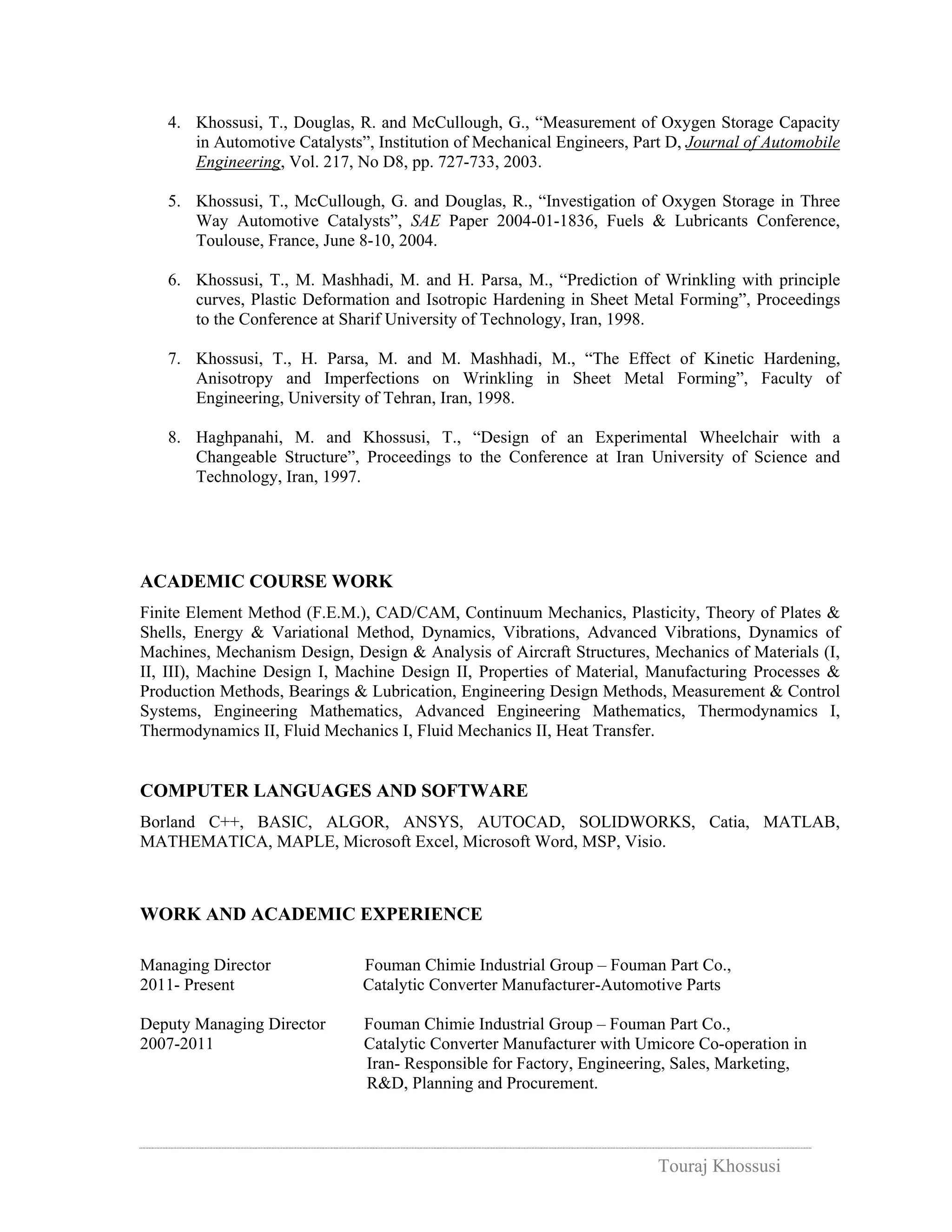 Touraj Vitae-last | PDF