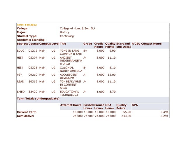 Rowan Unofficial Transcript | DOCX