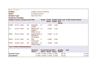 Rowan Unofficial Transcript | DOCX