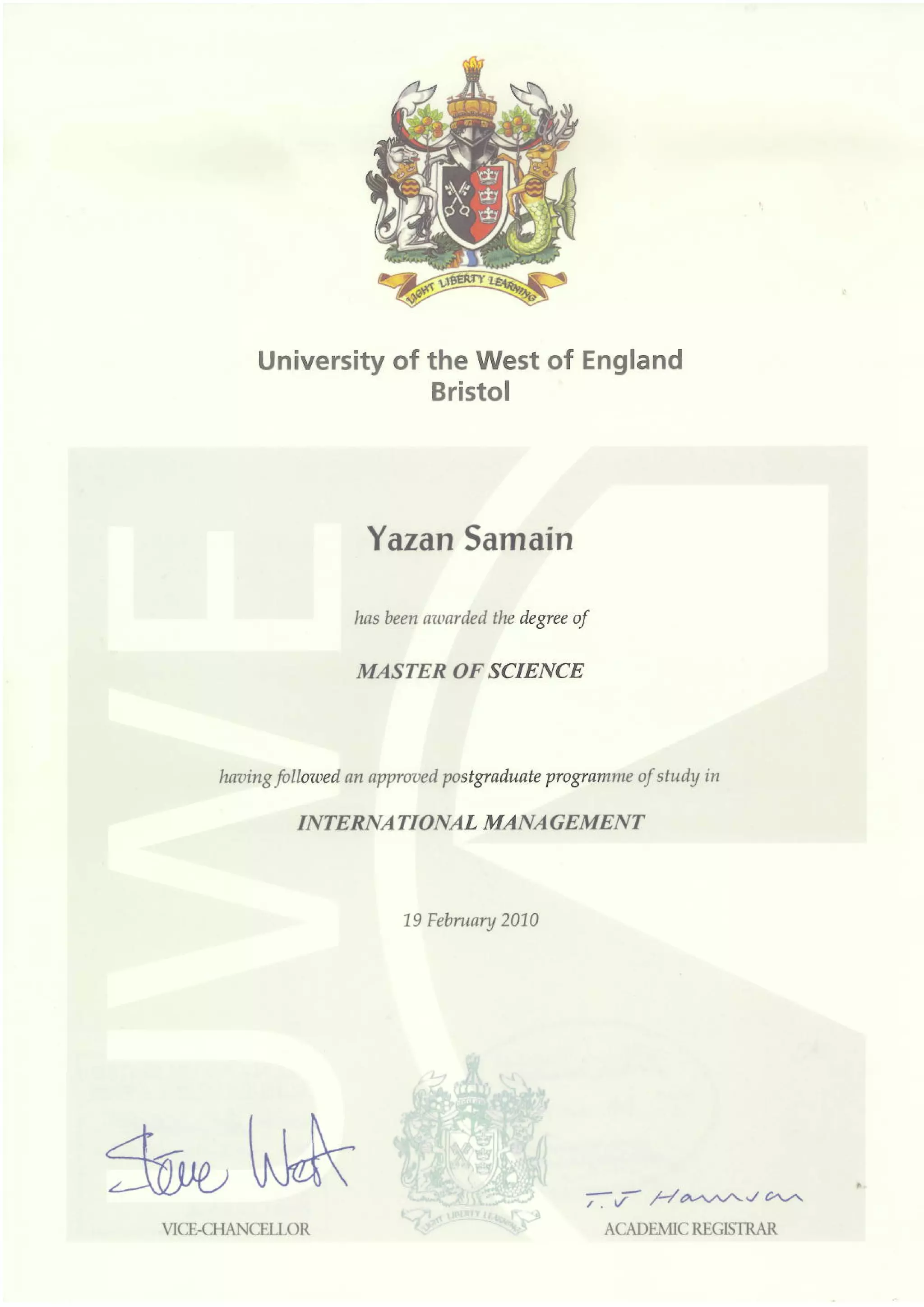 MSc International Management Certificate | PDF MSc International Management Certificate | PDF