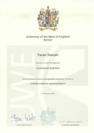 MSc International Management Certificate | PDF