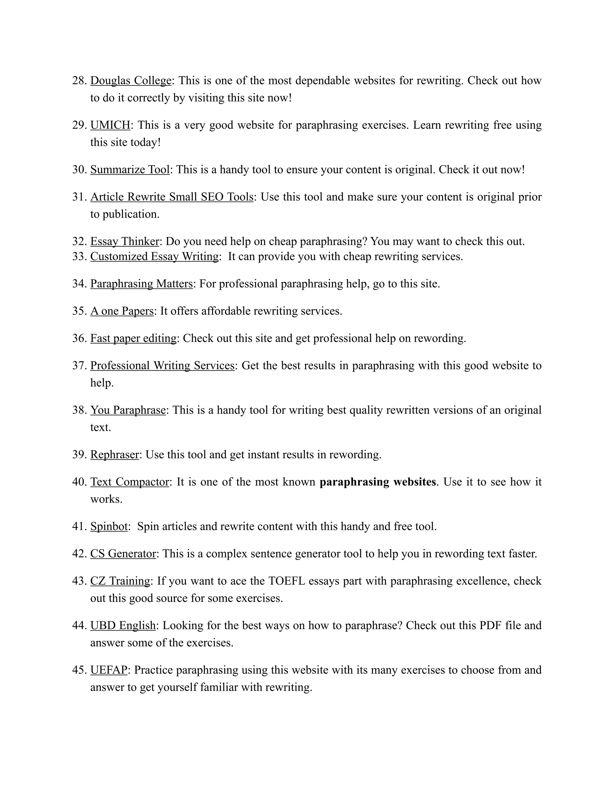 50 Best Websites for Paraphrasing | PDF