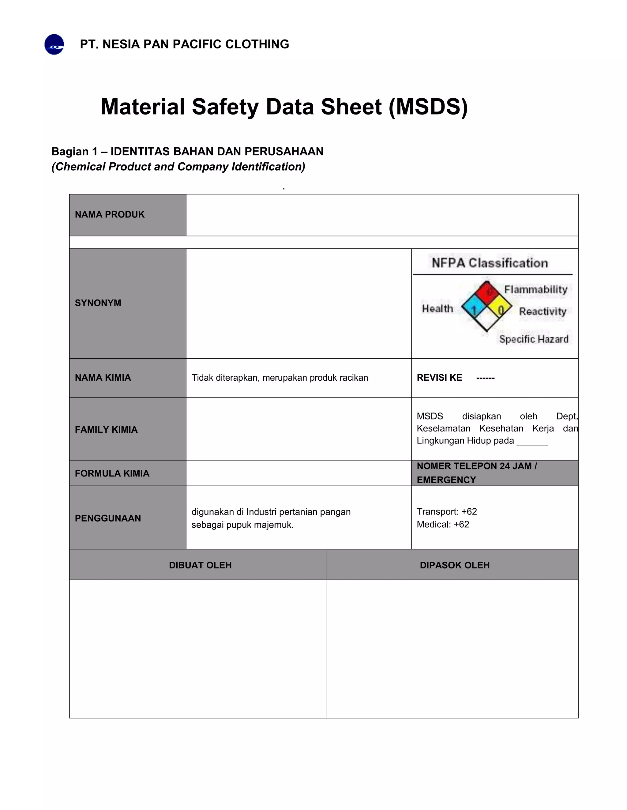 form MSDS | PDF