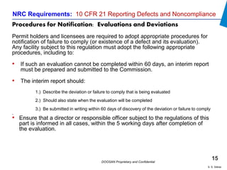 2.2 SITTNER NRC REQUIREMENTS 10 CFR 21 | PPT