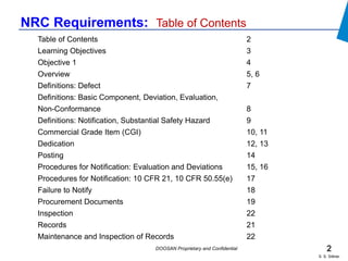 2.2 SITTNER NRC REQUIREMENTS 10 CFR 21 | PPT