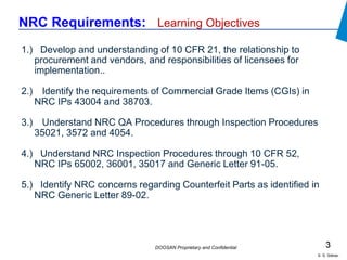 2.2 SITTNER NRC REQUIREMENTS 10 CFR 21 | PPT