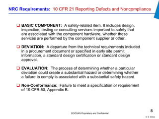2.2 SITTNER NRC REQUIREMENTS 10 CFR 21 | PPT