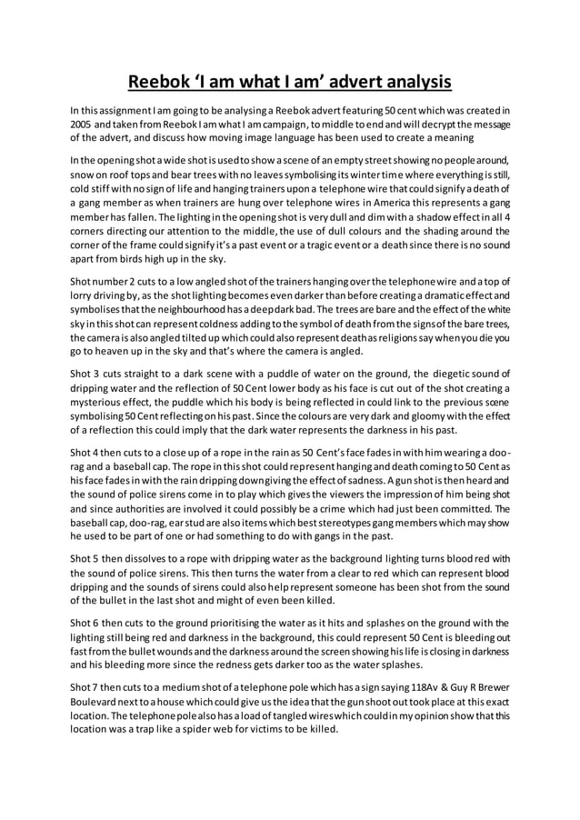 Reebok 'I am what I am' advert analysis | PDF