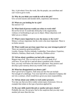 50 common interview q | DOCX | Resume Writing and Advice | Job Search