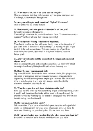 50 common interview q | DOCX | Resume Writing and Advice | Job Search