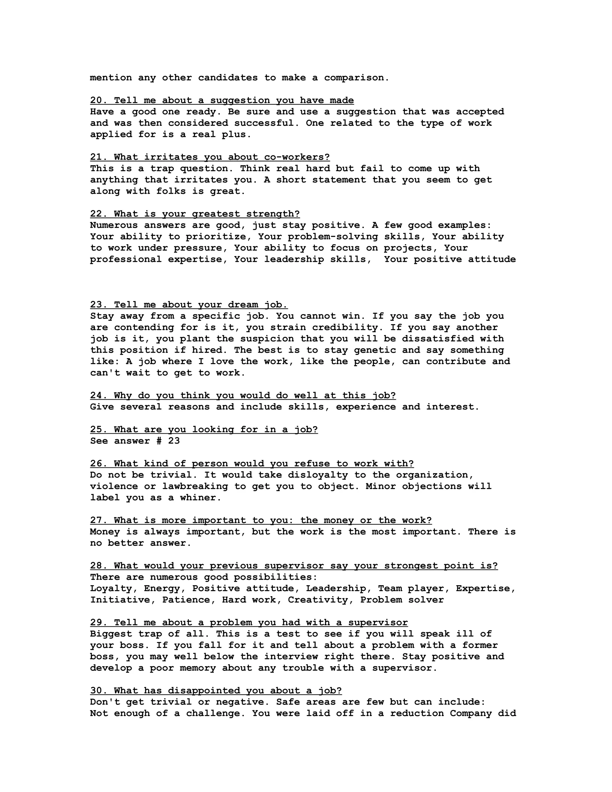 50 Common Interview Questions And Answers | DOC