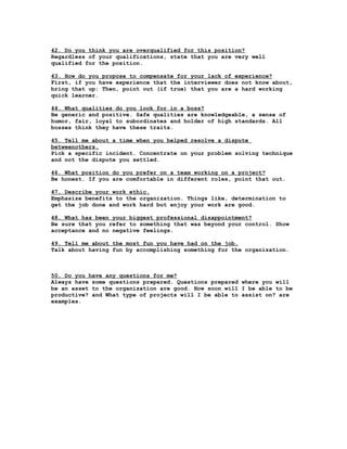 50 Common Interview Questions And Answers | DOC