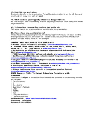 50 common interview questions and answers | DOCX