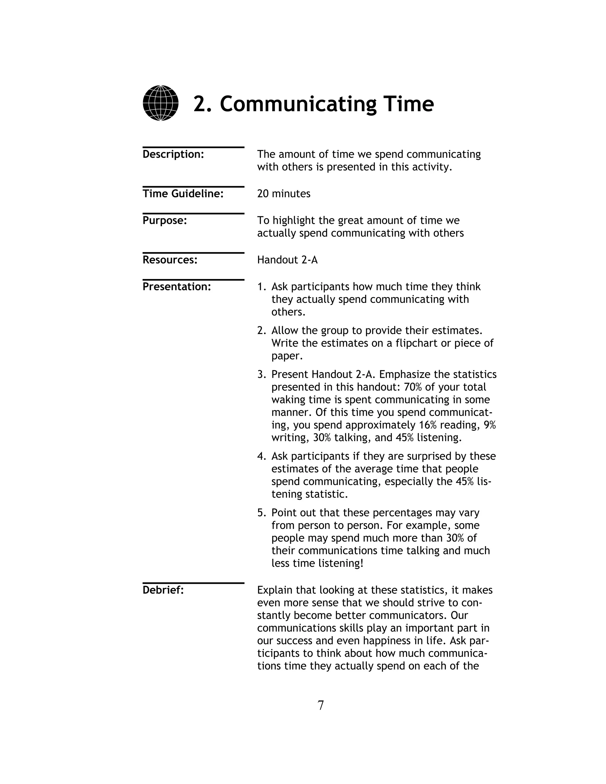 50 communicatins activities, icebreakers and exercises | PDF