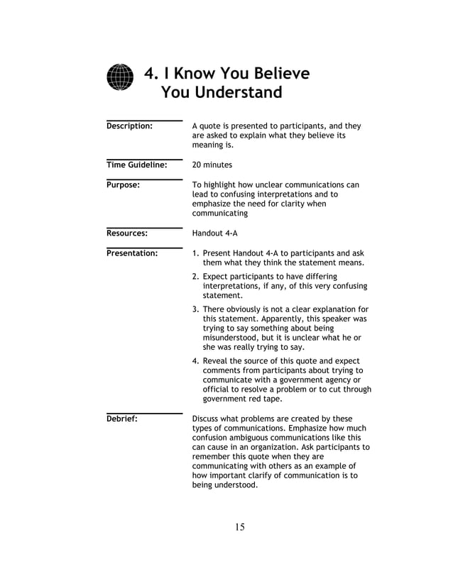 50 communicatins activities, icebreakers and exercises | PDF