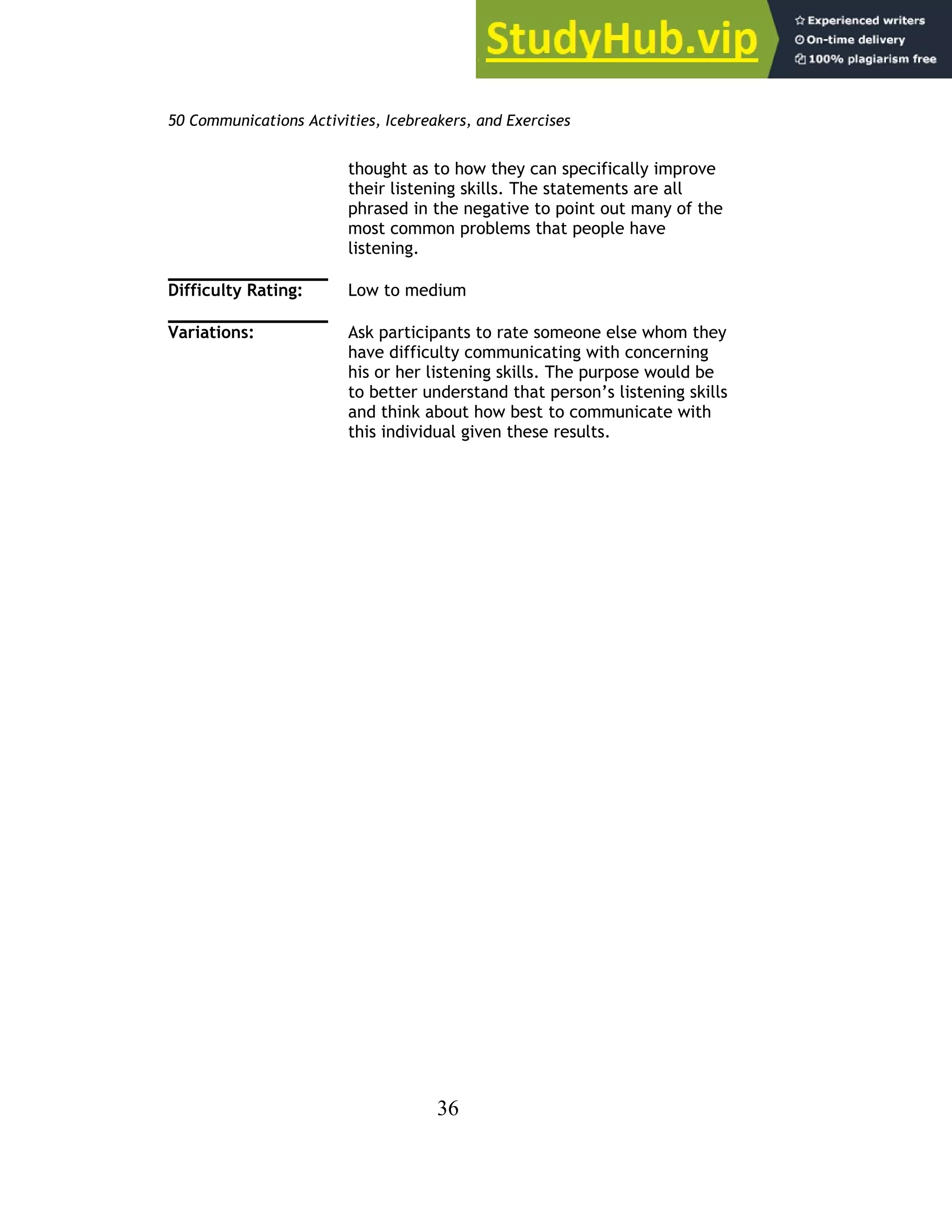 50 Communications Activities, Icebreakers, And Exercises | PDF