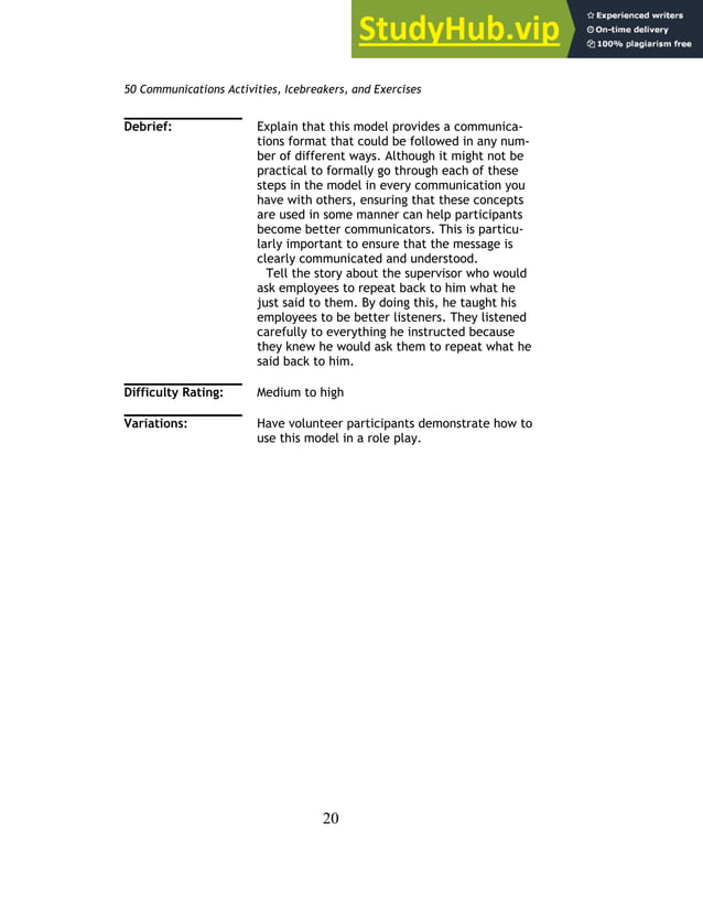 50 Communications Activities, Icebreakers, And Exercises | PDF
