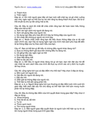 50 câu hỏi kiểm tra kỹ năng giao tiếp | PDF