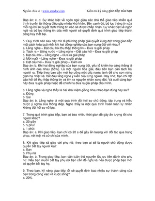 50 câu hỏi kiểm tra kỹ năng giao tiếp | PDF