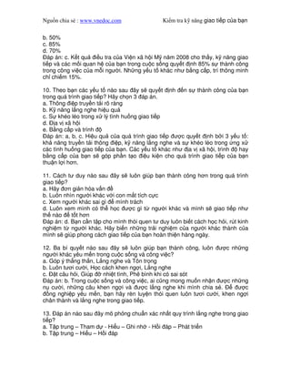 50 câu hỏi kiểm tra kỹ năng giao tiếp | PDF