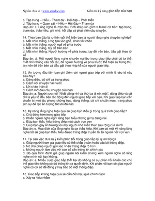 50 câu hỏi kiểm tra kỹ năng giao tiếp | PDF