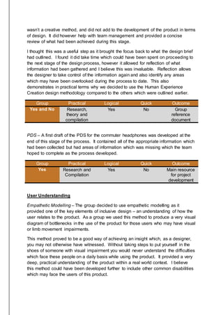 Product Development - Reflective Report | DOCX