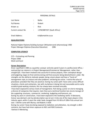 CURRICULUM VITAE RIEKERT BOTHA | DOCX