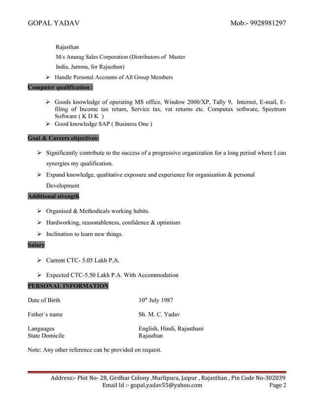 Gopal CV New (1) | PDF