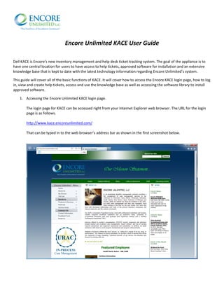 Encore Unlimited KACE User Guide | PDF