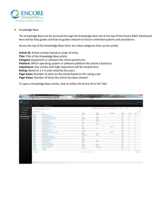 Encore Unlimited KACE User Guide | PDF