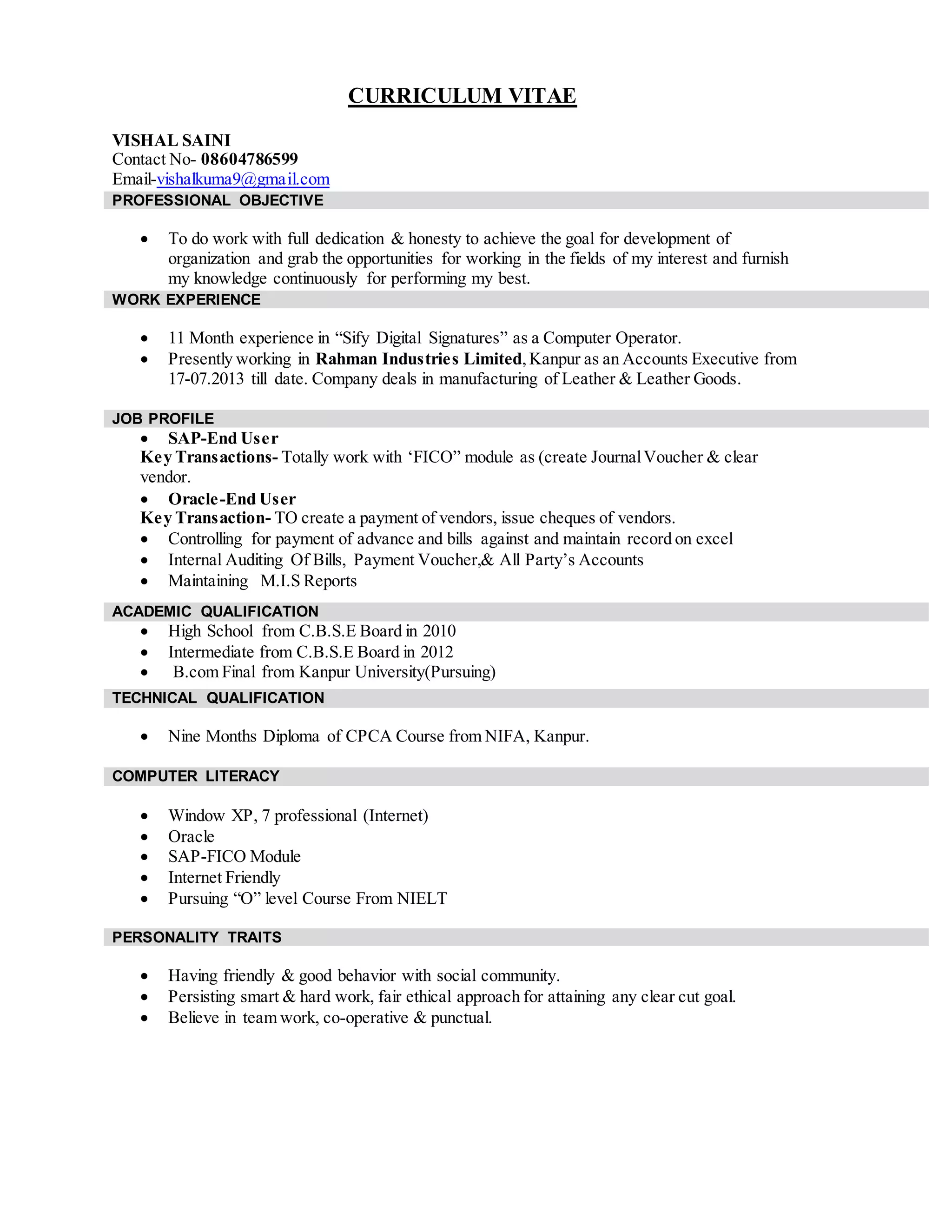 Vishal resume | PDF