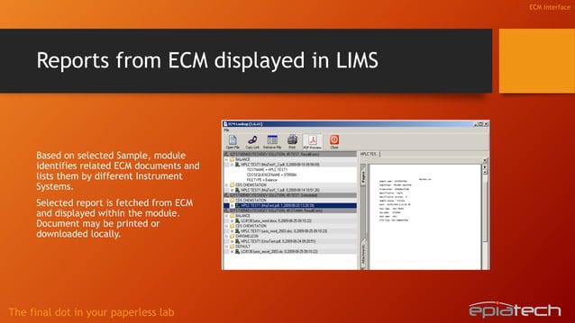 LIMS to ECM Interface | PPT