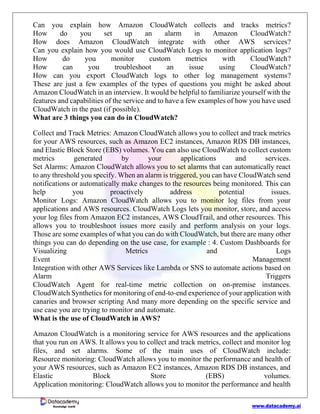 50 Extraordinary AWS CloudWatch Interview Questions & Answers.pdf