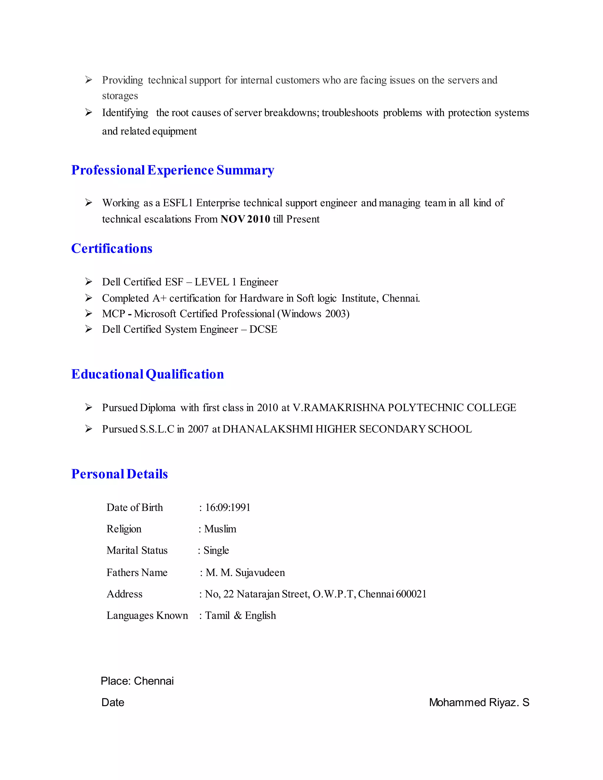 Riyaz CV | DOCX