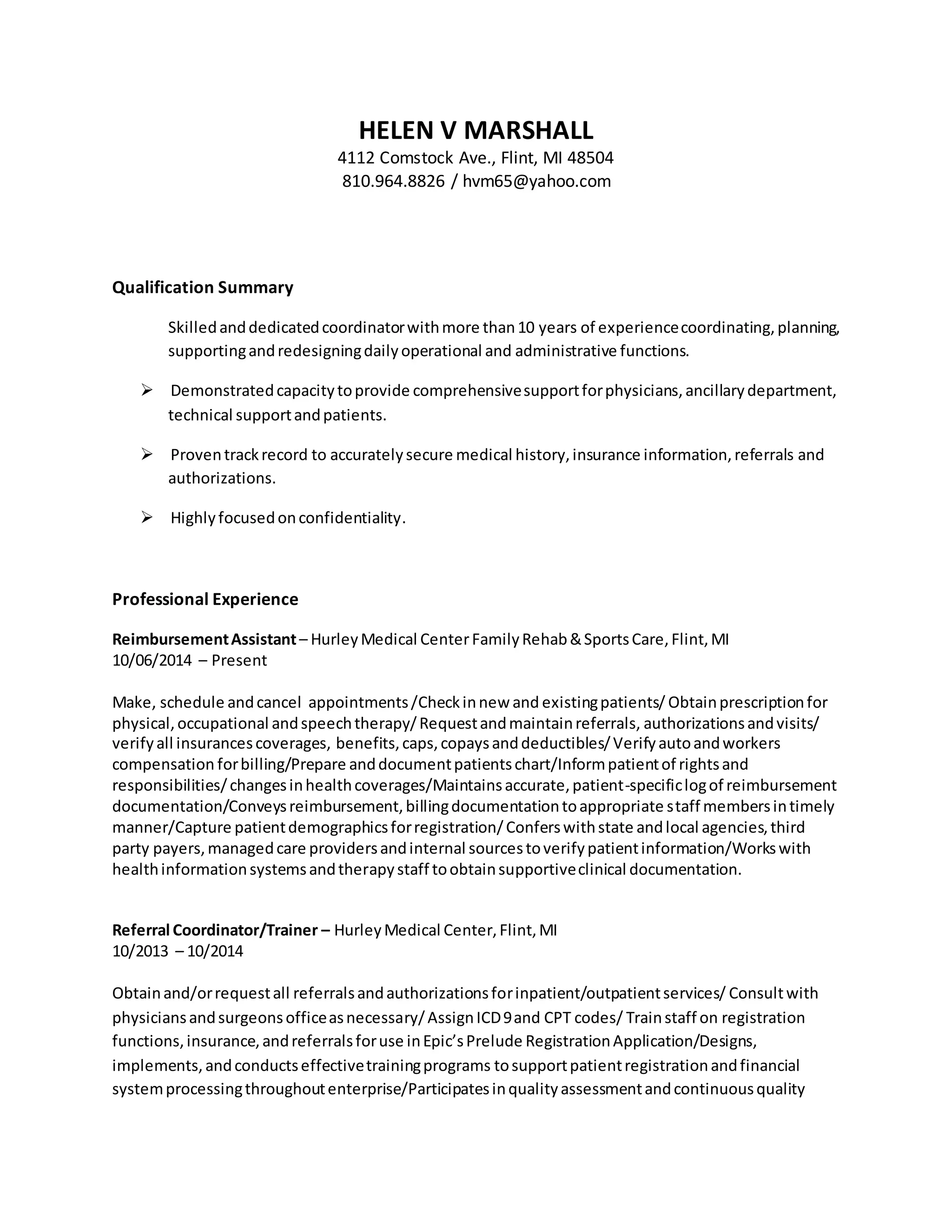 Resume Helen Marshall | DOCX