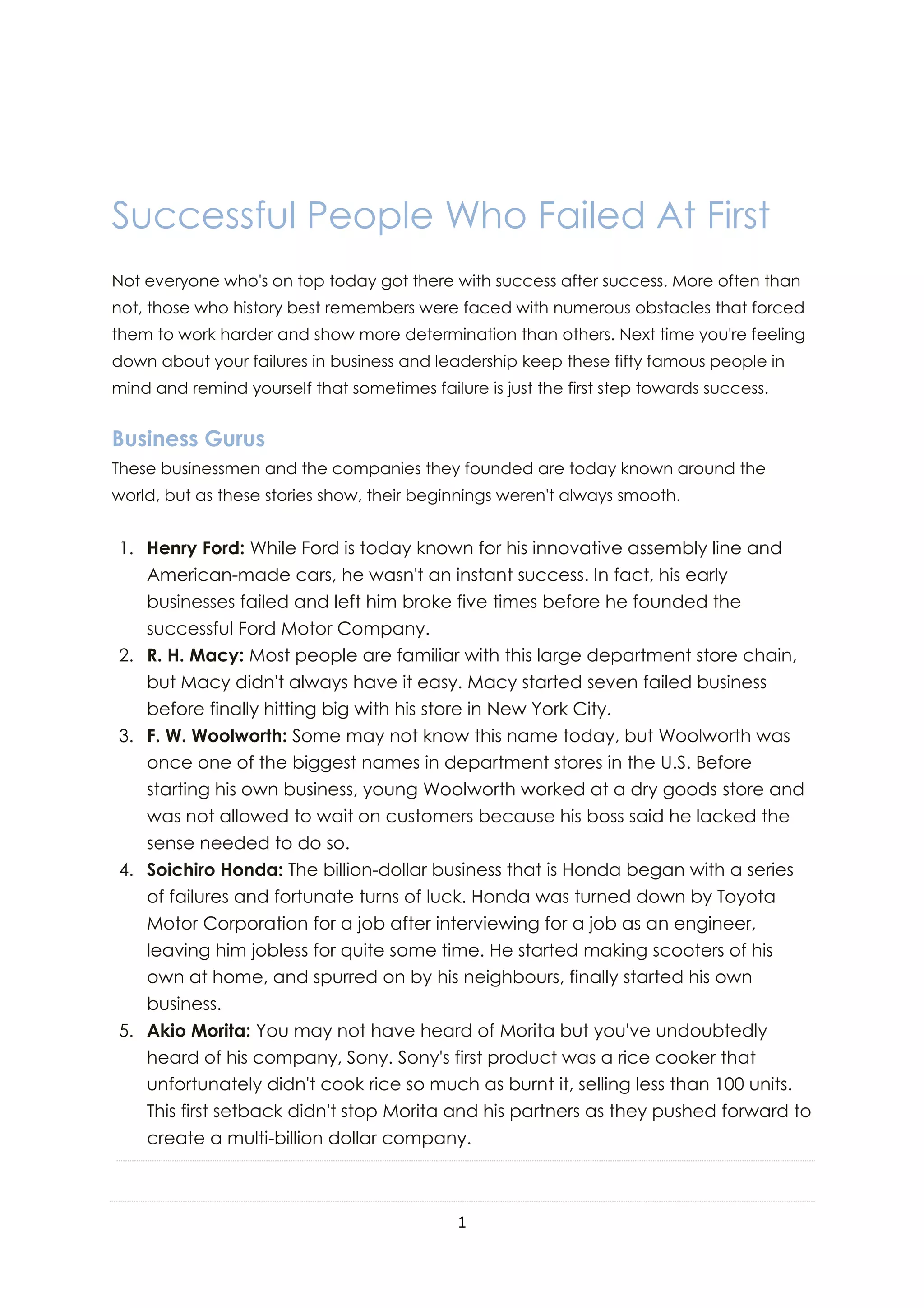 50 famously successful people who failed at first | PDF