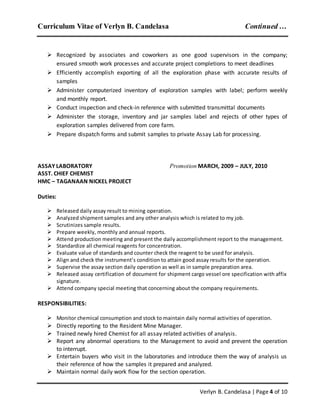 Verlyn B. Candelasa 2016 CV | DOCX | Chemistry | Science