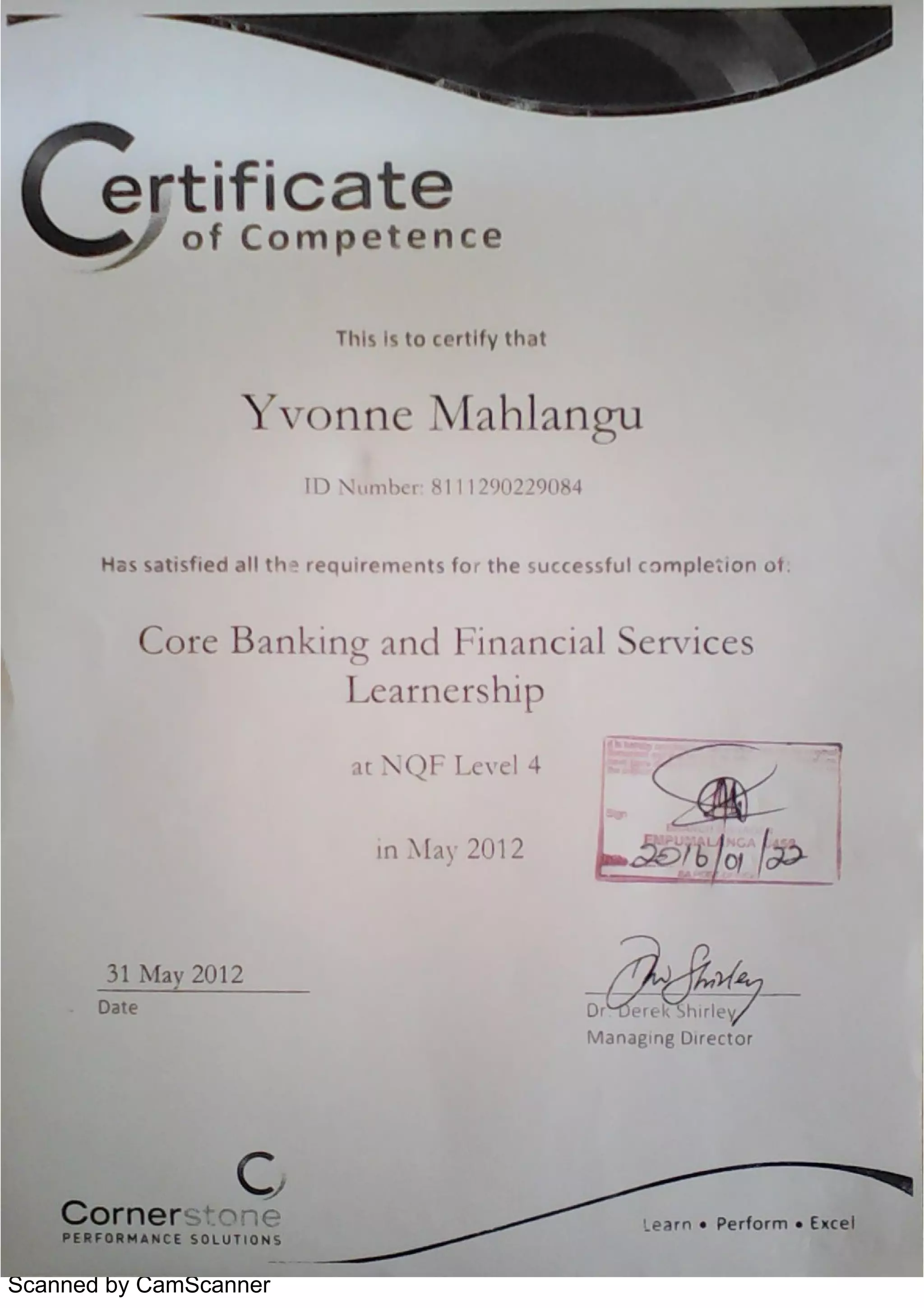 Core Banking Certificate | PDF