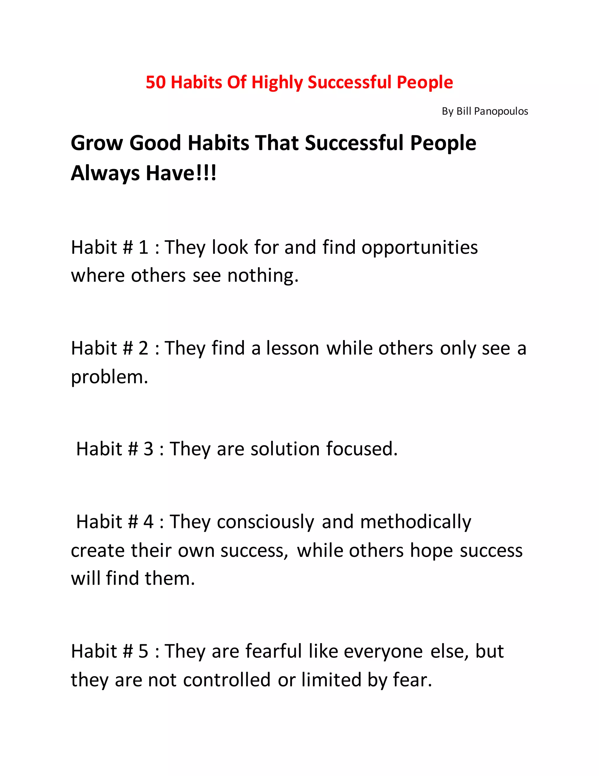 50 habits of highly successful people | DOCX