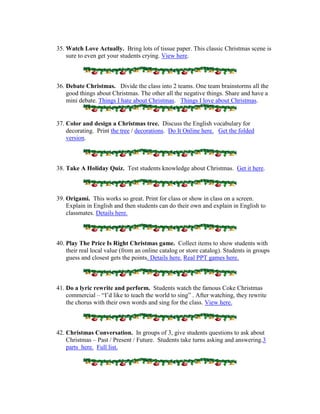 50 holiday activities for the english language classroom | PDF