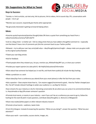 50+ Ideas to Tweet and Twitter Resources | PDF