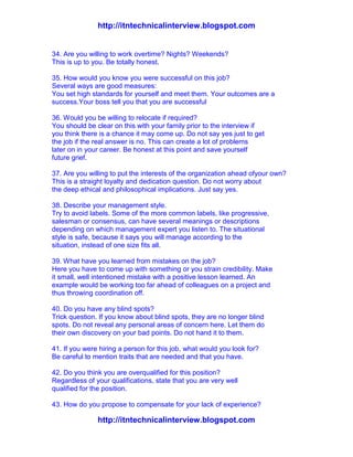 50 important interview questions | PDF | Resume Writing and Advice ...
