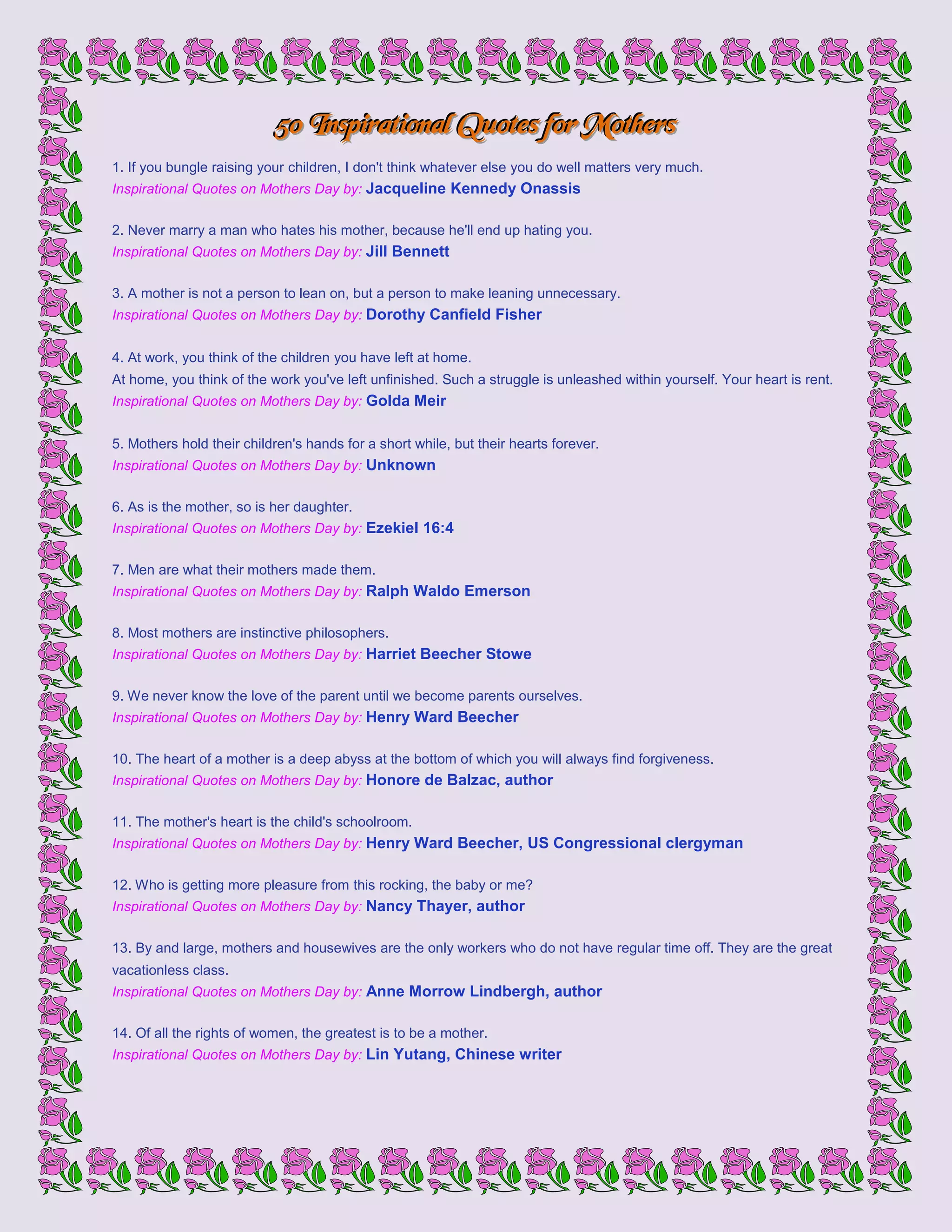 50 inspirational quotes for mothers | PDF