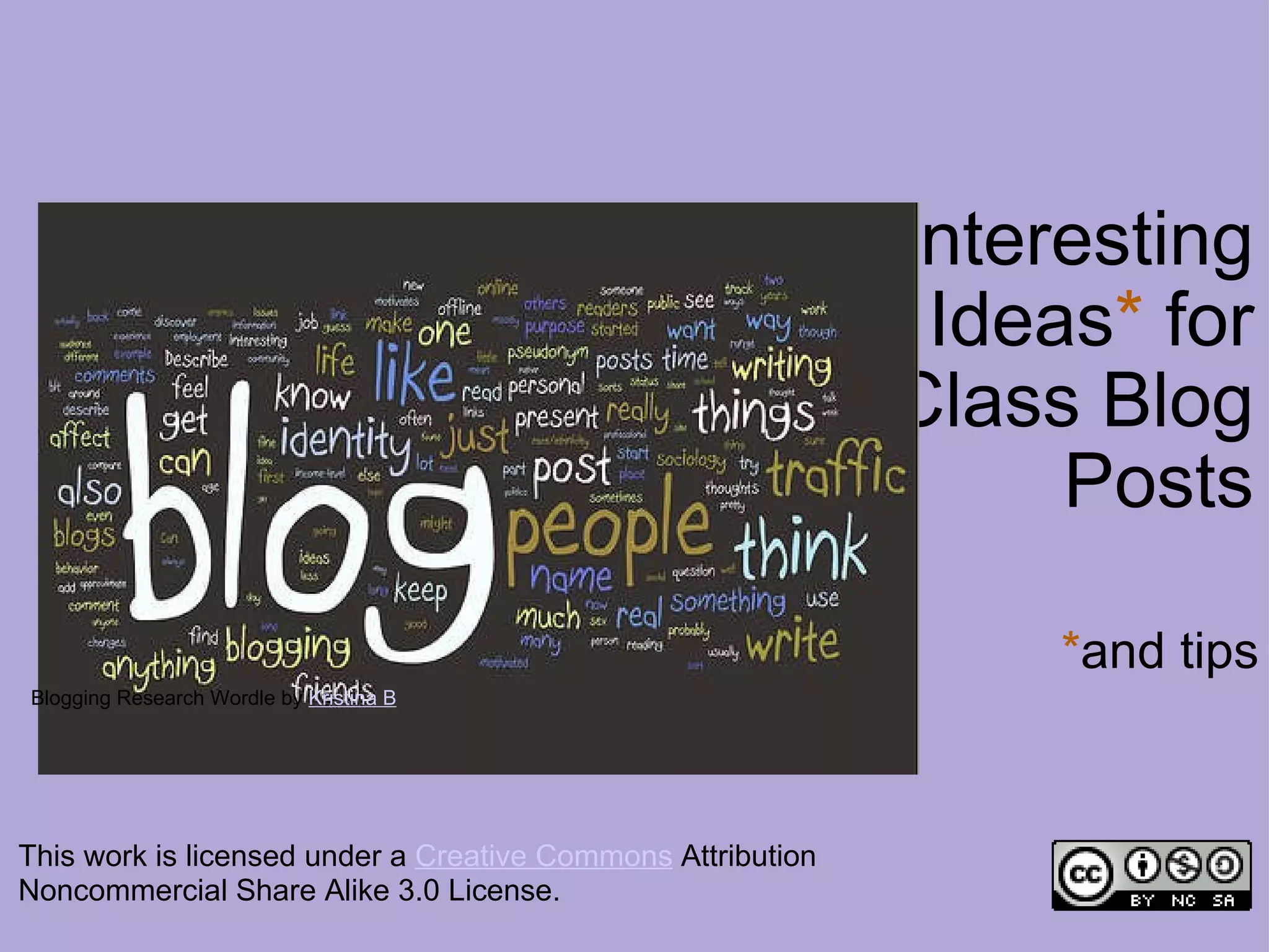 50 interesting ideas_for_class_blog_posts | PPT