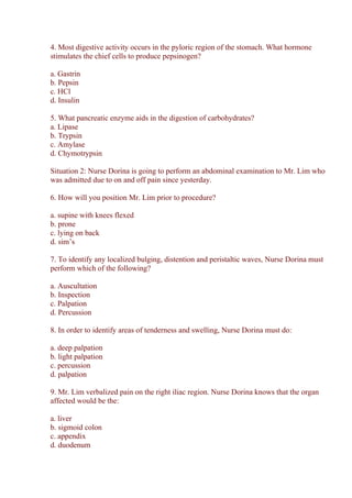 50 item gastrointestinal nursing test banks | DOC