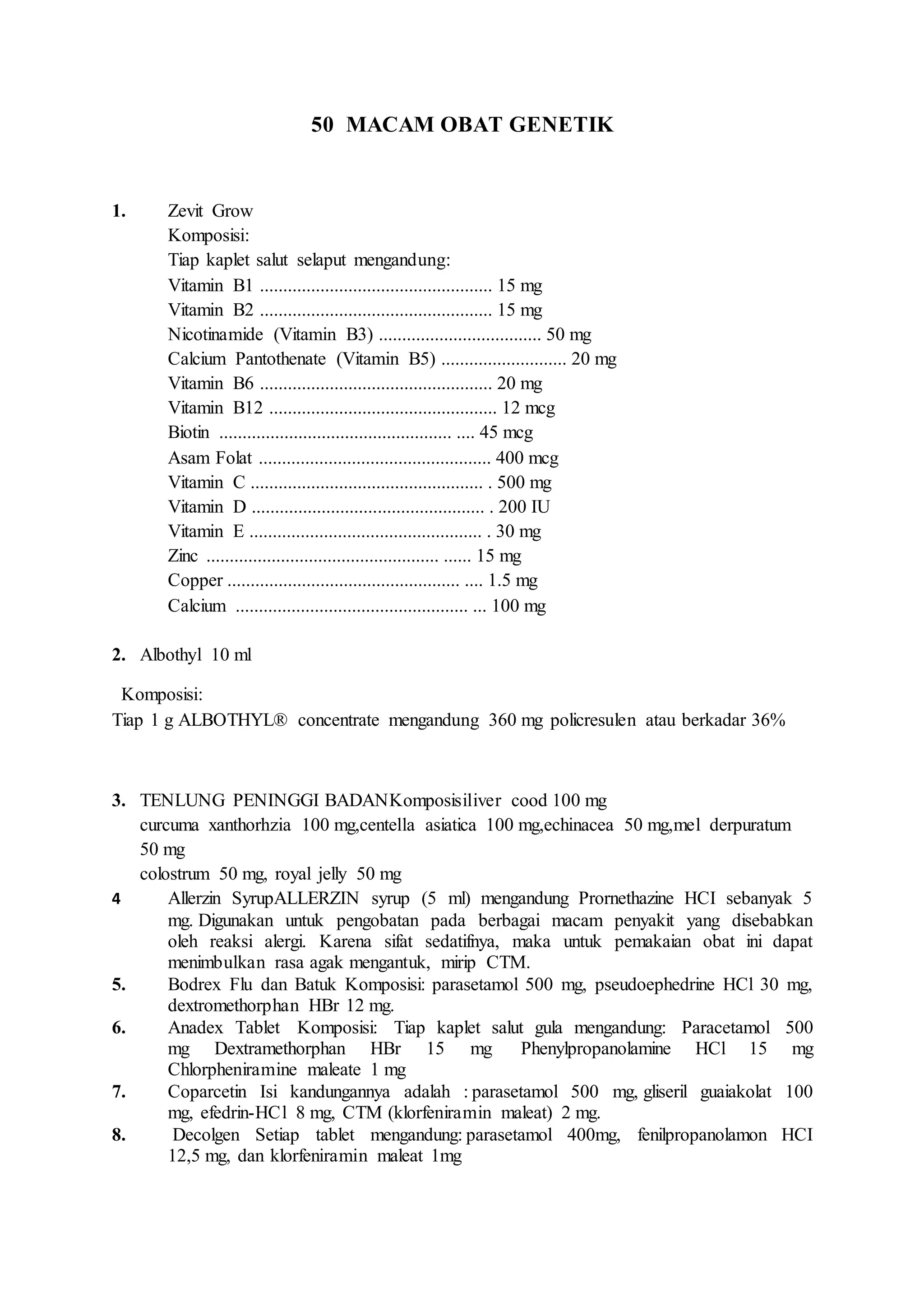 50 jenis obat generik | DOCX