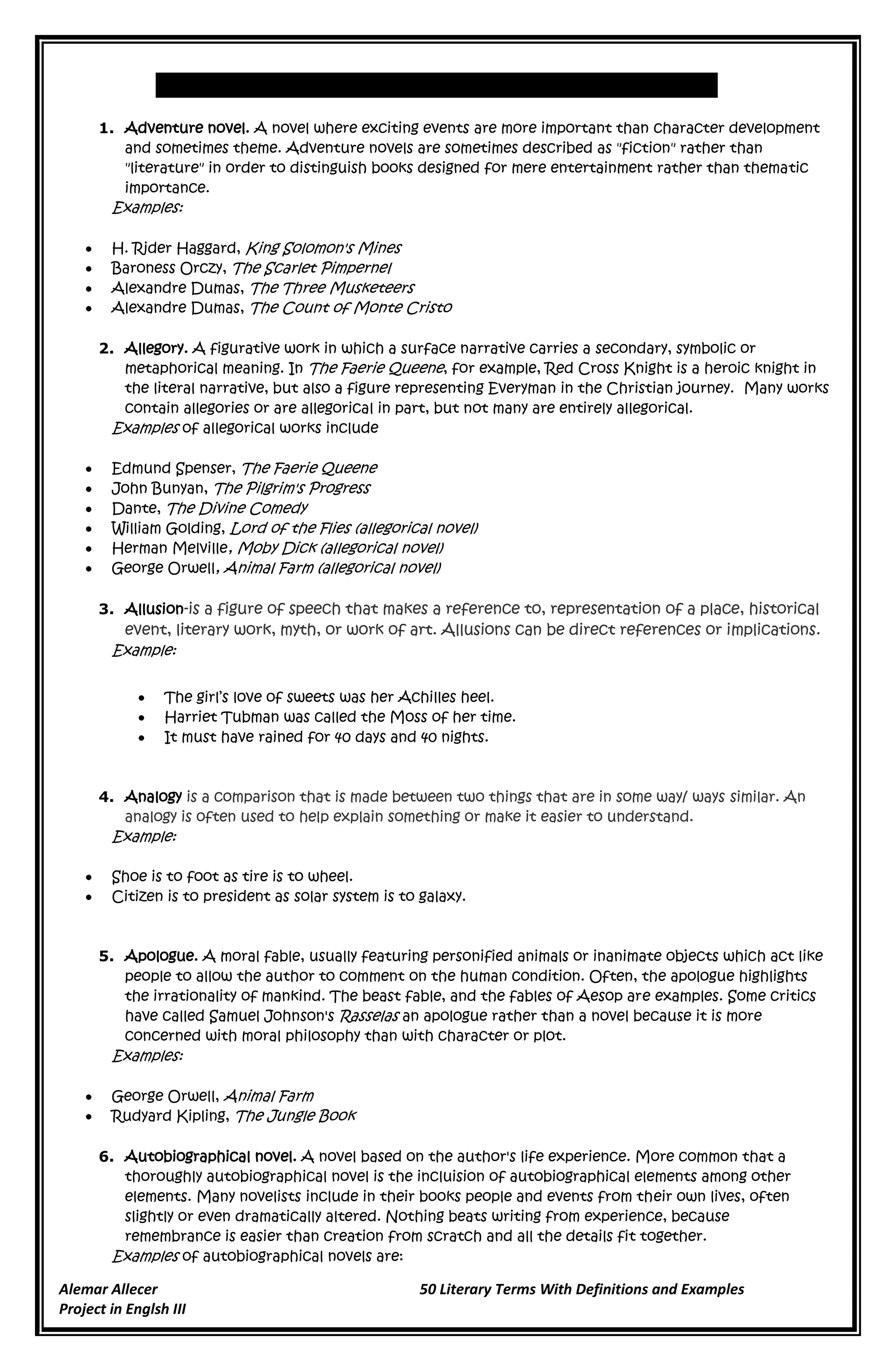 50 literary terms with definition and example1 | DOCX