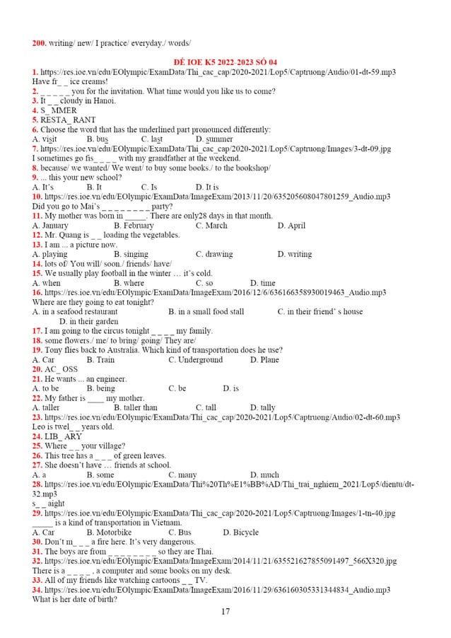50 ĐỀ LUYỆN THI IOE LỚP 5 - NĂM HỌC 2022-2023 (CÓ LINK HÌNH, FILE AUDIO VÀ ĐÁP ÁN) (BỘ CHUẨN).pdf